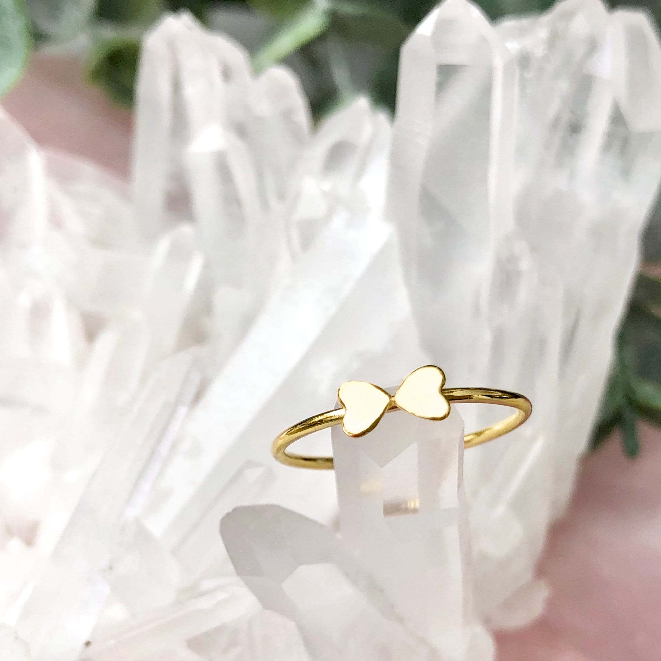 Double Heart Ring, Love Ring, Stackable Rings, Two Hearts Ring, 14kt ...