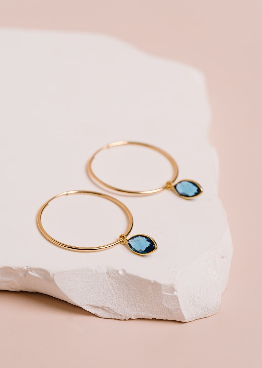 Sapphire Earrings, Sapphire Hoops, Birthstone Jewelry, Gemstone Hoops ...