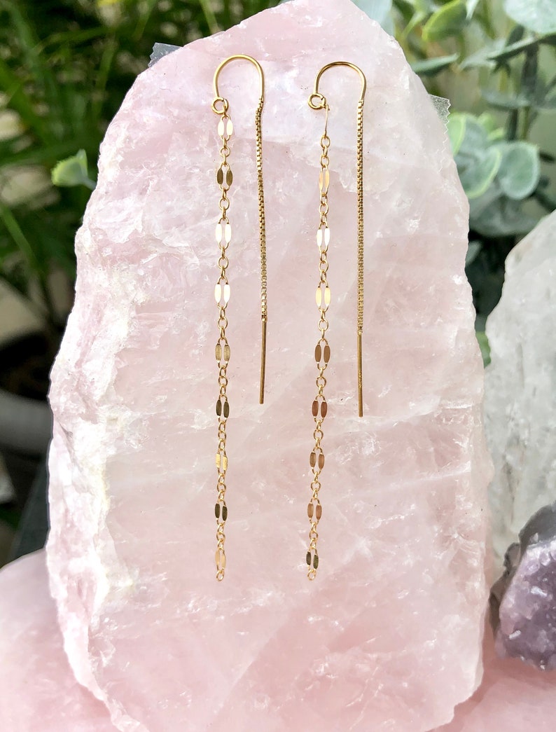 Long Chain Earrings Dangling Earrings Threader Earrings - Etsy