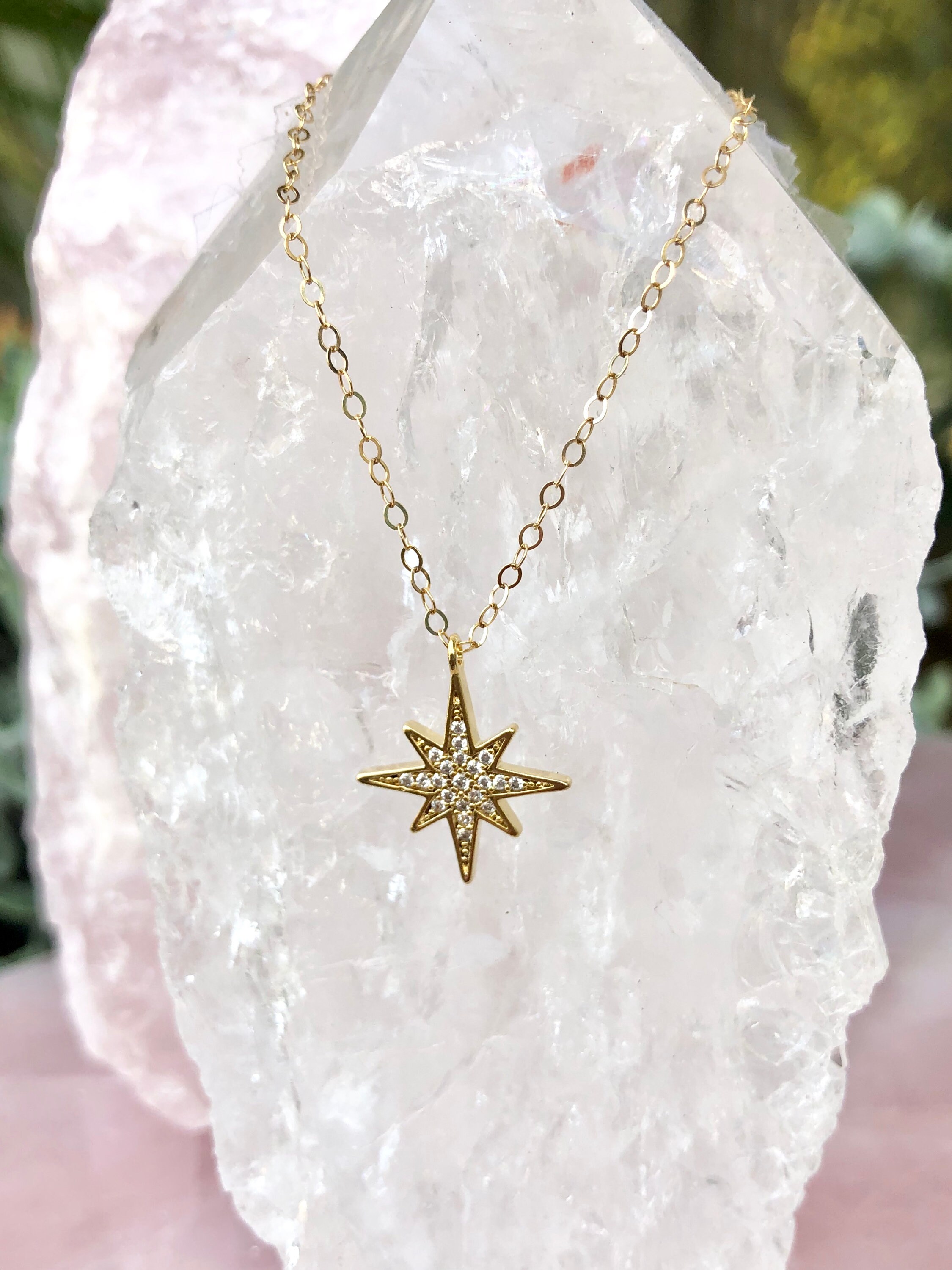 North Star Necklace Sunburst Jewelry CZ Star Necklace | Etsy