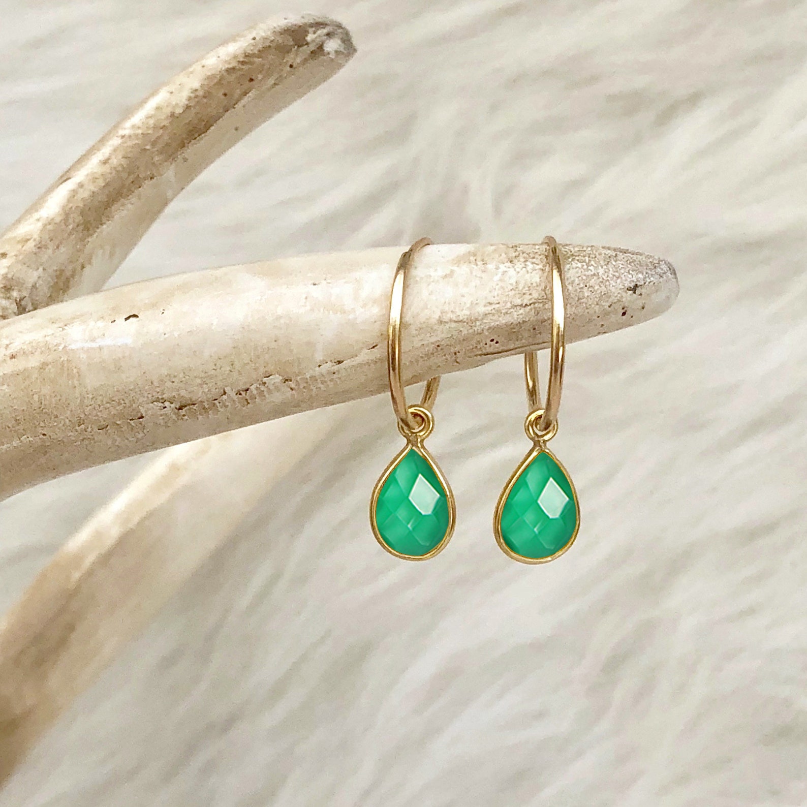 Emerald Green Onyx Earrings, Green Stone Earrings, May Birthstone ...