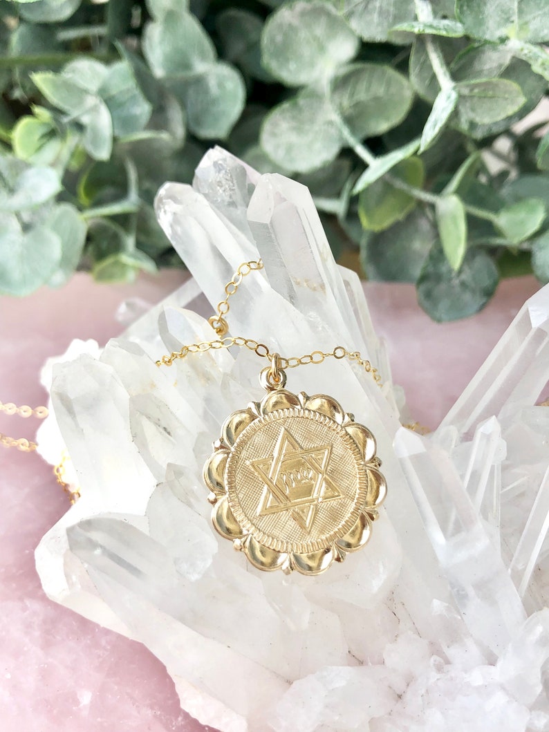 Star of David Necklace, Judaica Necklace, Medallion Necklace, Jewish ...
