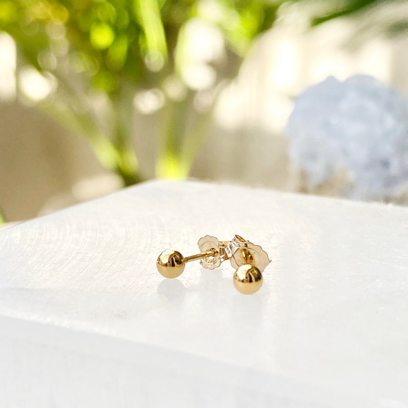 Simple Gold Studs 14k Gold Filled or Silver Minimalist Stud | Etsy