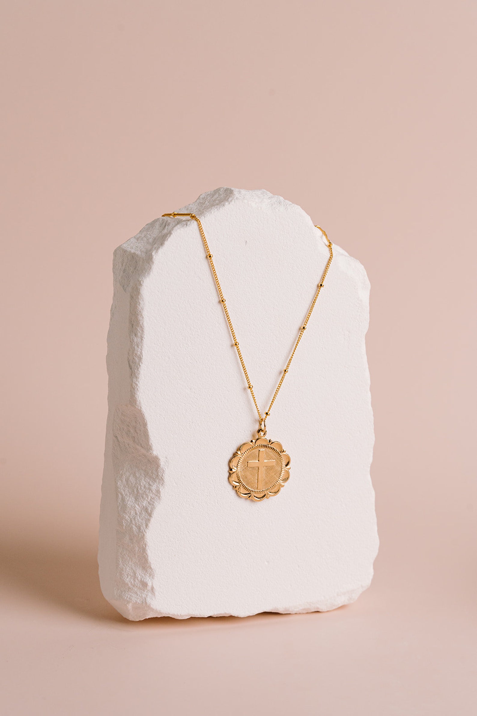 Cross Medallion Necklace Large Coin Cross Necklace Round - Etsy