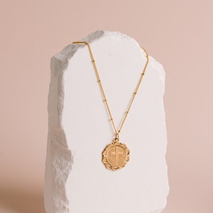 Cross Medallion Necklace, Large Coin Cross Necklace, Round Cross ...
