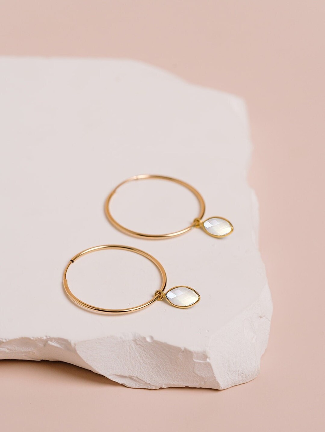 Moonstone Earrings, White Stone Earrings, Birthstone Earrings, Gemstone ...