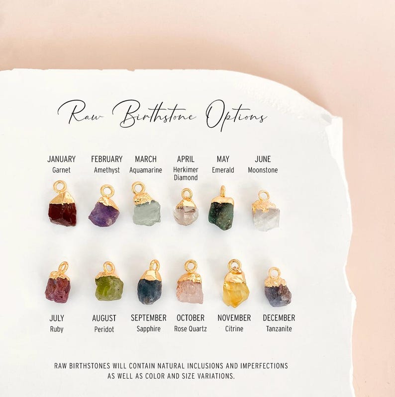 Custom Family Birthstone Necklace, Raw Gemstone Family Necklace, Kids ...