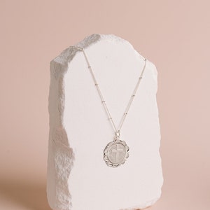 Cross Medallion Necklace, Large Coin Cross Necklace, Round Cross ...