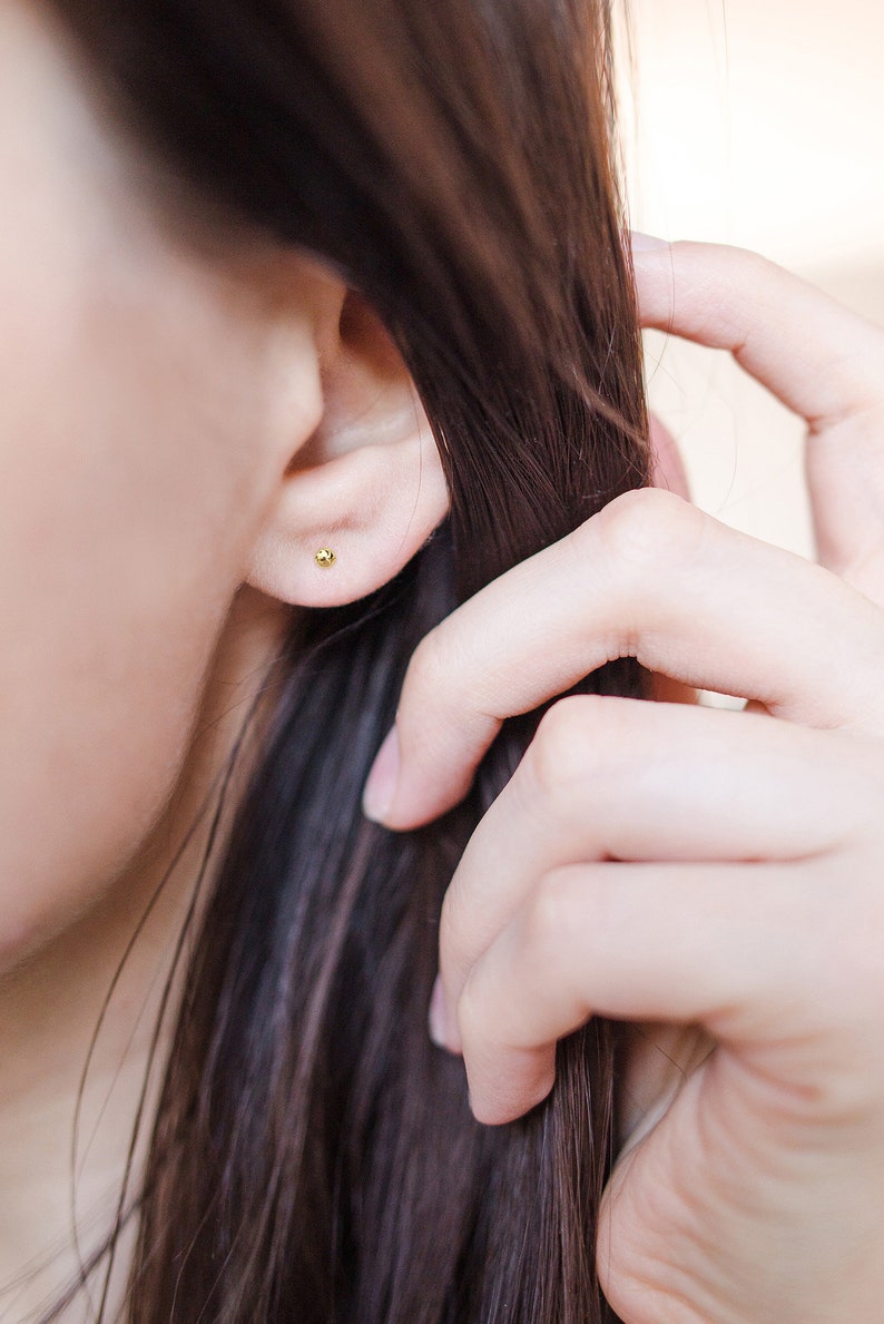 Simple Gold Studs 14k Gold Filled or Silver Minimalist Stud | Etsy