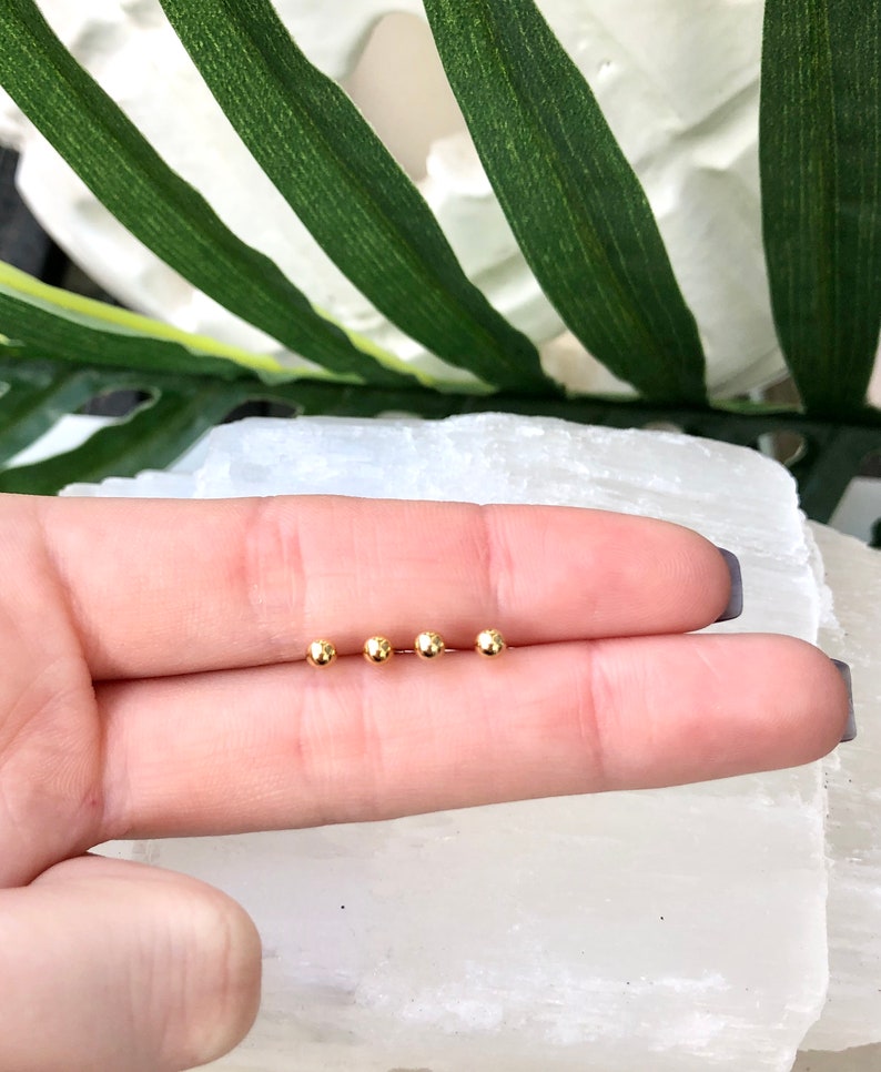 Simple Gold Studs 14k Gold Filled or Silver Minimalist Stud | Etsy
