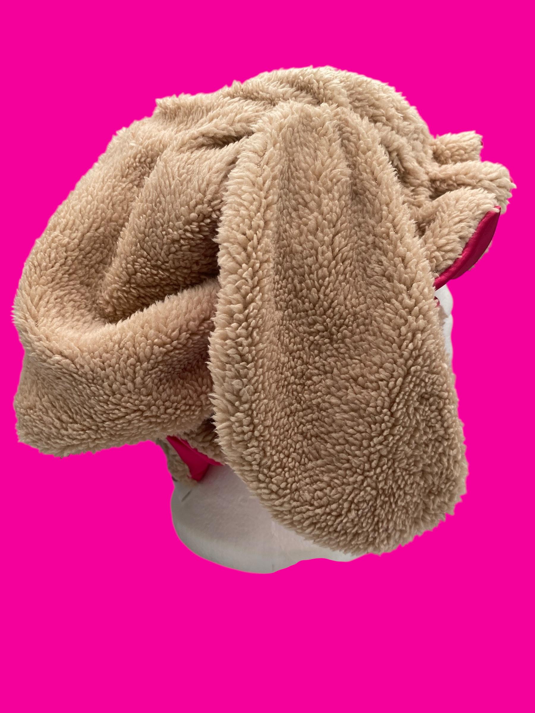 Handmade Brown Dog Bonnet: Faux Sherpa With Pink Satin Lining - Etsy