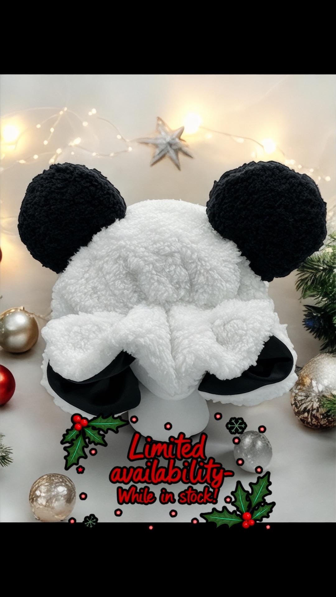 Adjustable Handmade Panda Bear Bonnet: Sherpa & Satin Sleeping Hair ...