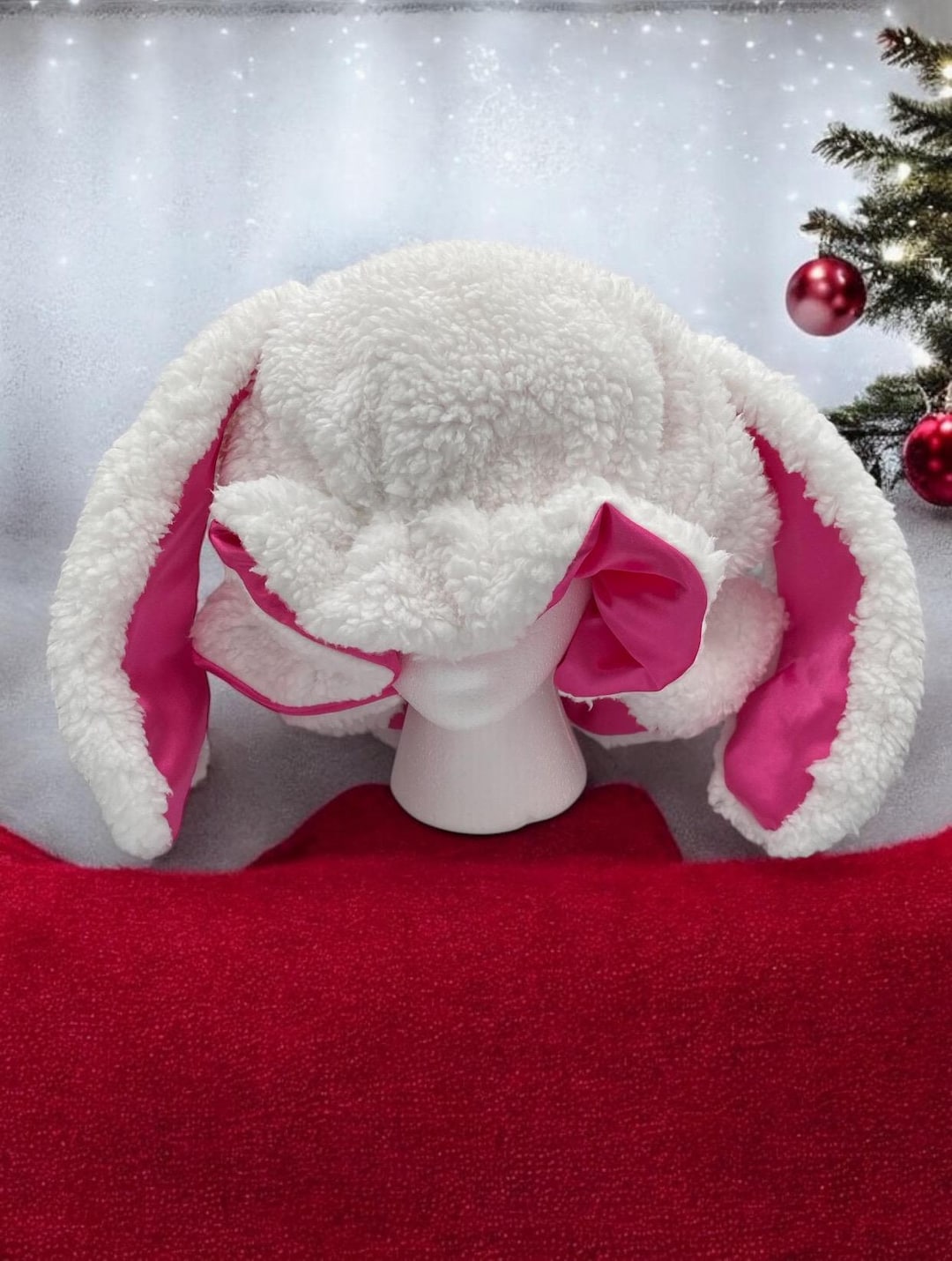 Rabbit Bonnet: Handmade Faux Sherpa Sleeping Bonnet With Satin Lining ...