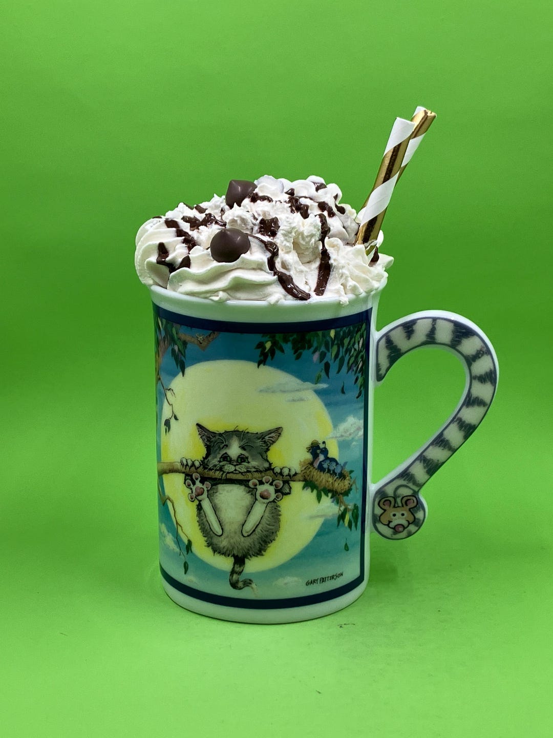 Coffee Bar Cat Mug, Gary Patterson Design, Whipped Cream Topping - Etsy