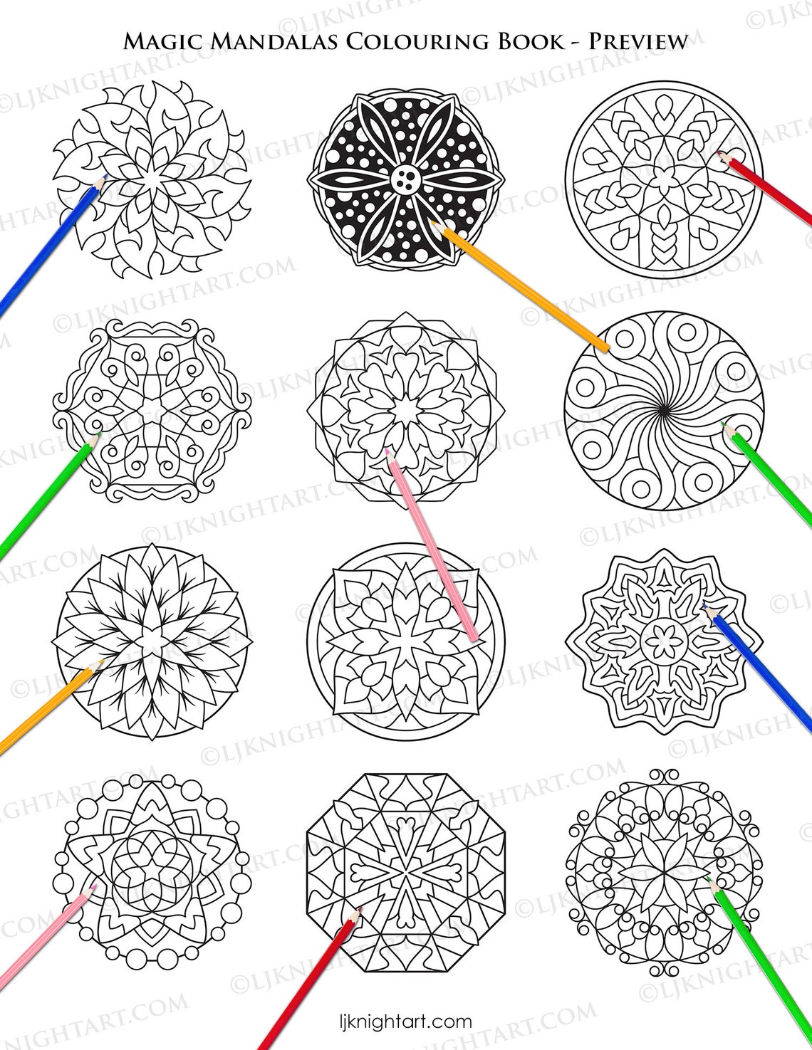 Magic Mandalas Printable Colouring Book for Kids 50 Easy - Etsy