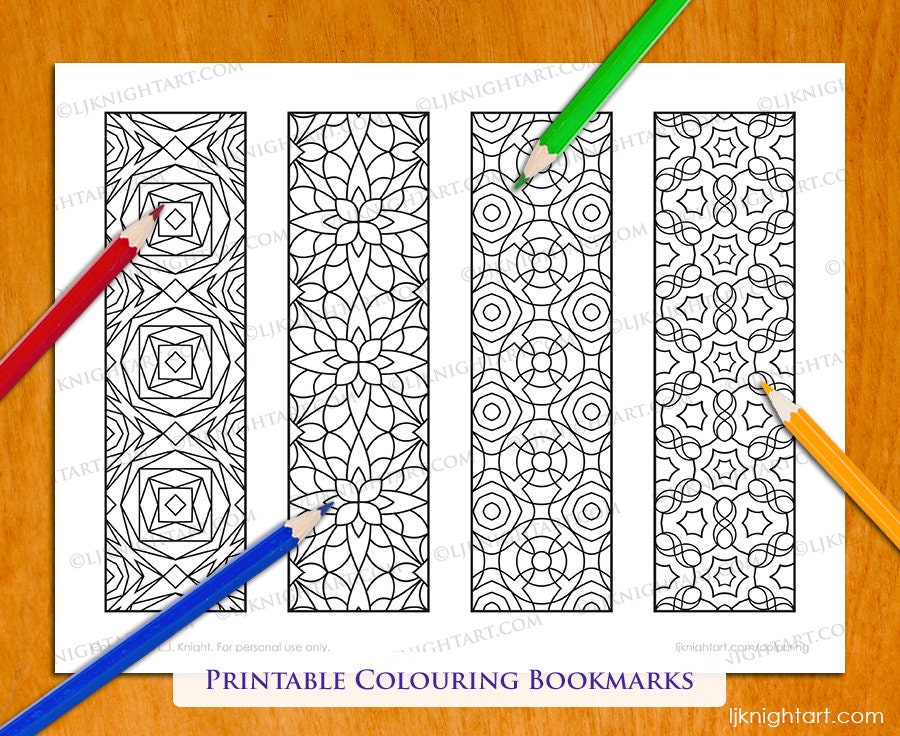 4 Colouring Bookmarks With Abstract Geometric Patterns - Colorable ...