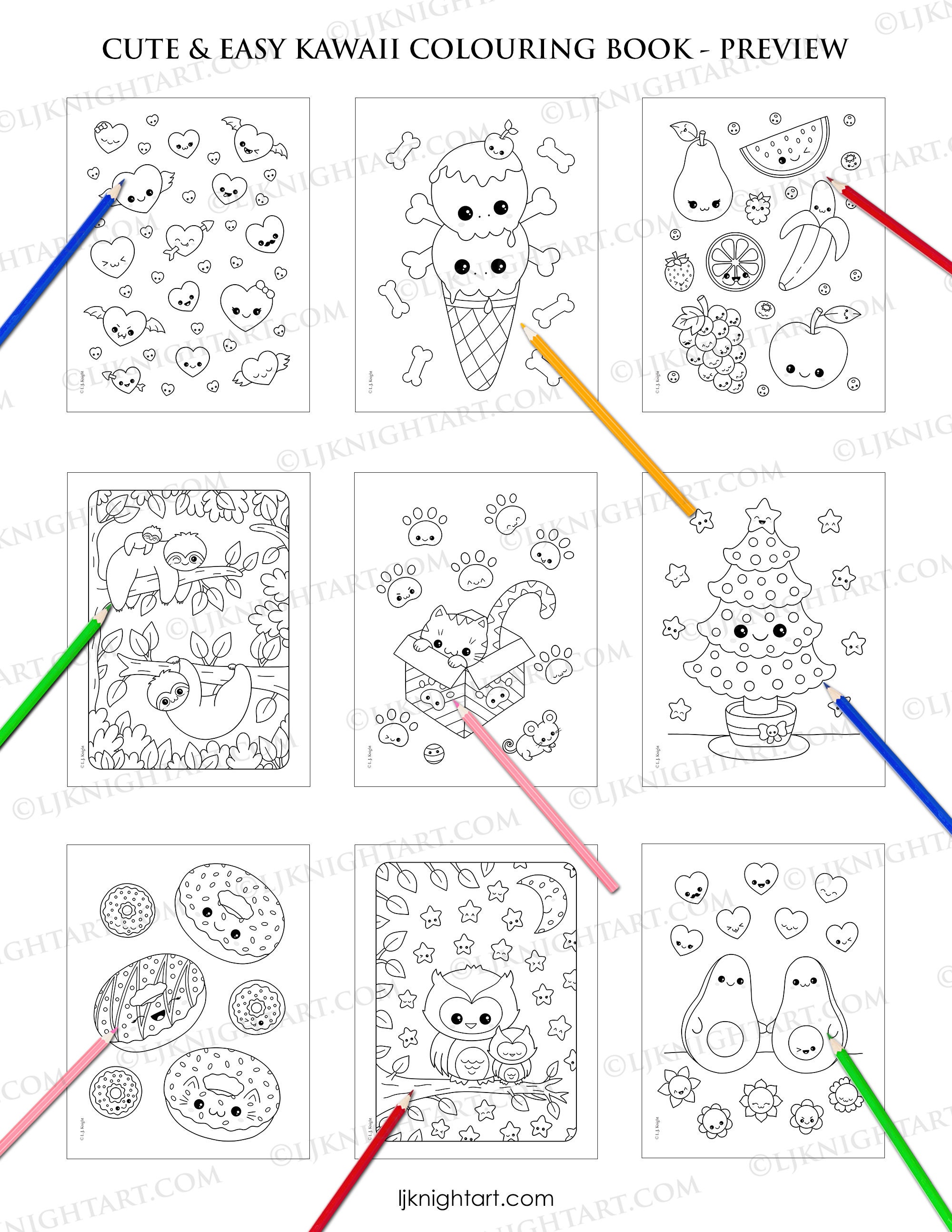 Cute and Easy Kawaii Colouring Book PRINTABLE PDF Download - Etsy