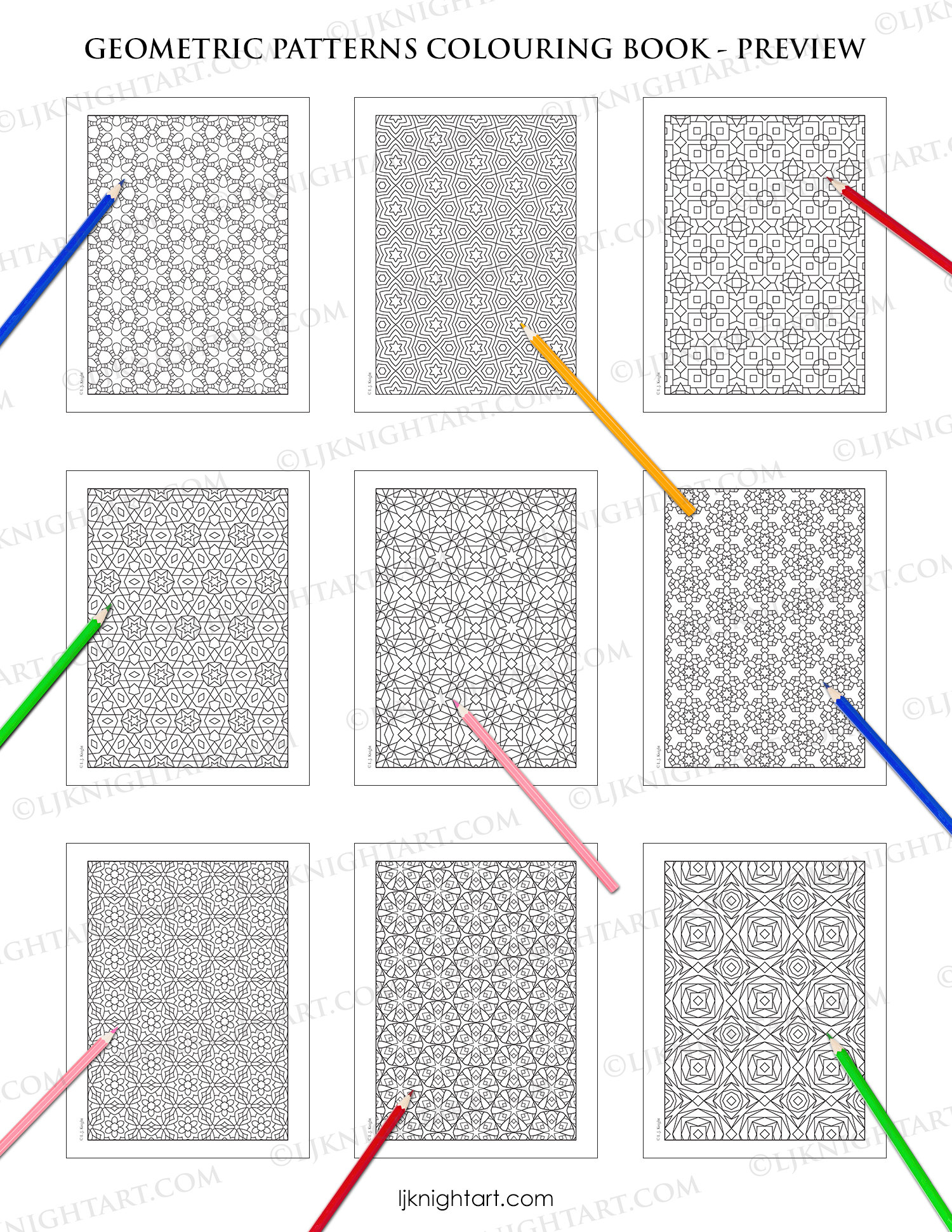 Geometric Patterns Colouring Book for Adults Printable Digital PDF ...