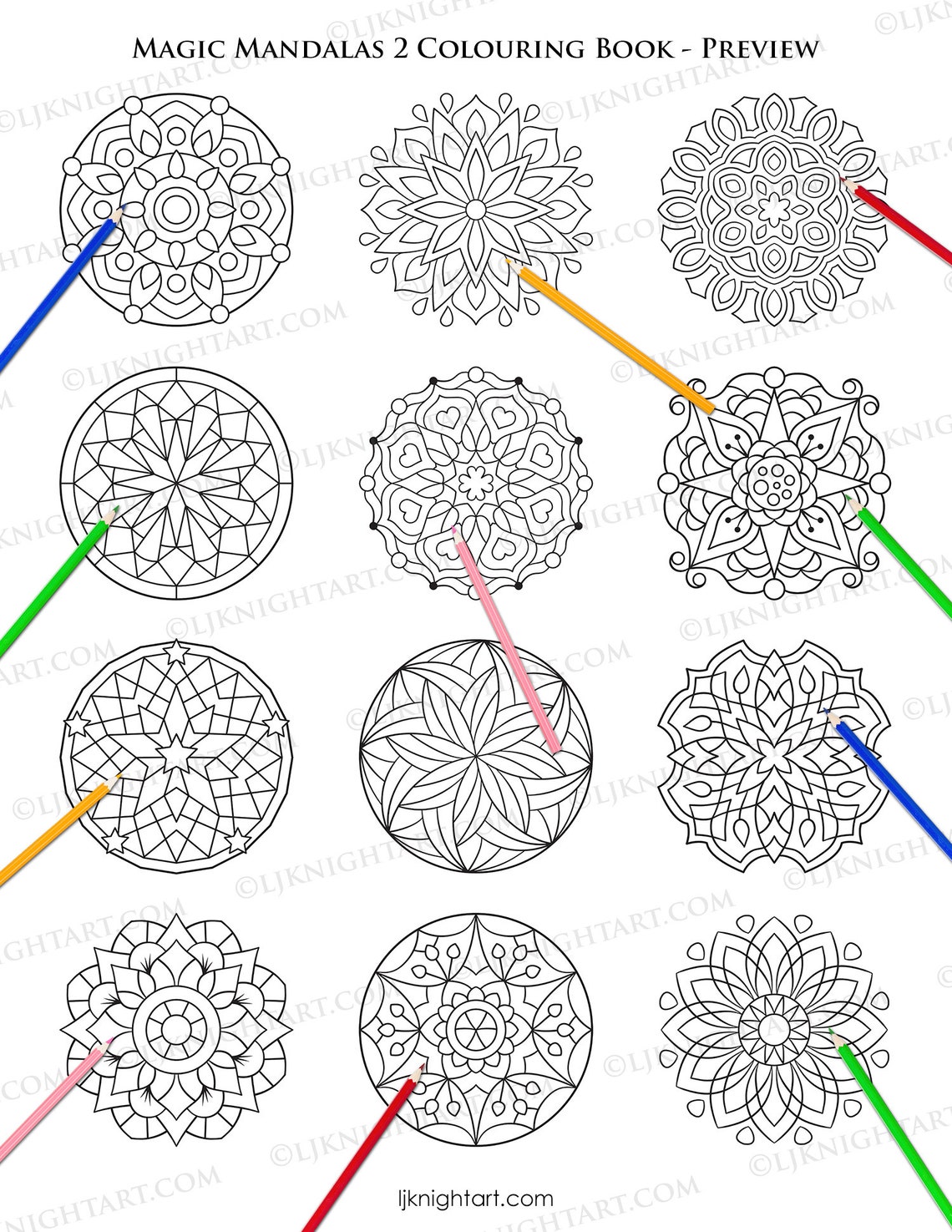 Magic Mandalas 2 Printable Colouring Book for Kids 50 Easy Mandala ...