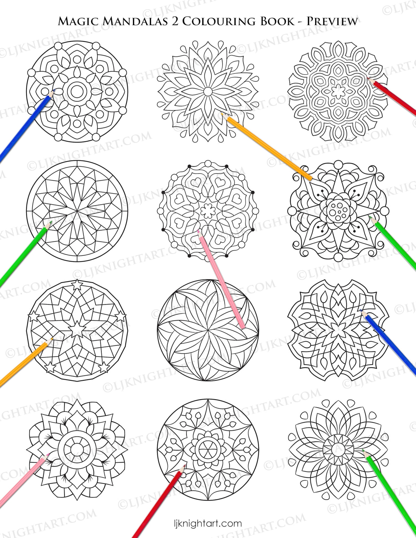 Magic Mandalas 2 Printable Colouring Book for Kids - 50 Easy Mandala ...