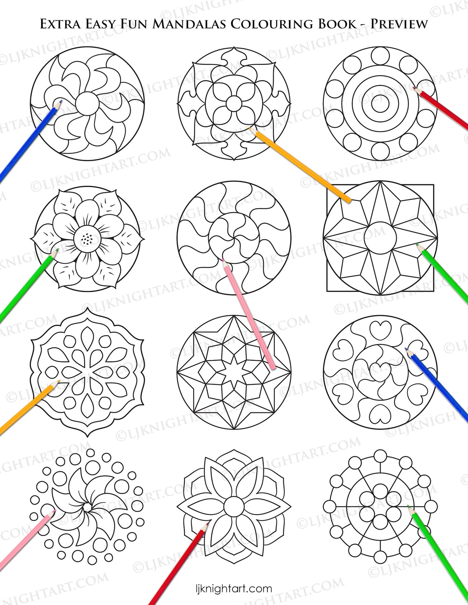Extra Easy Fun Mandalas PRINTABLE Colouring Book for Kids Digital PDF ...