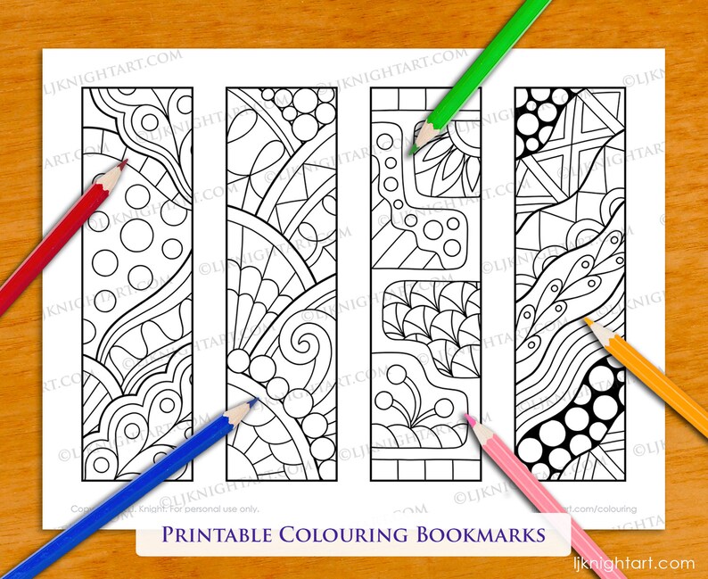 4 Digital Colourable Bookmarks With Easy Abstract Doodle Designs - PDF ...