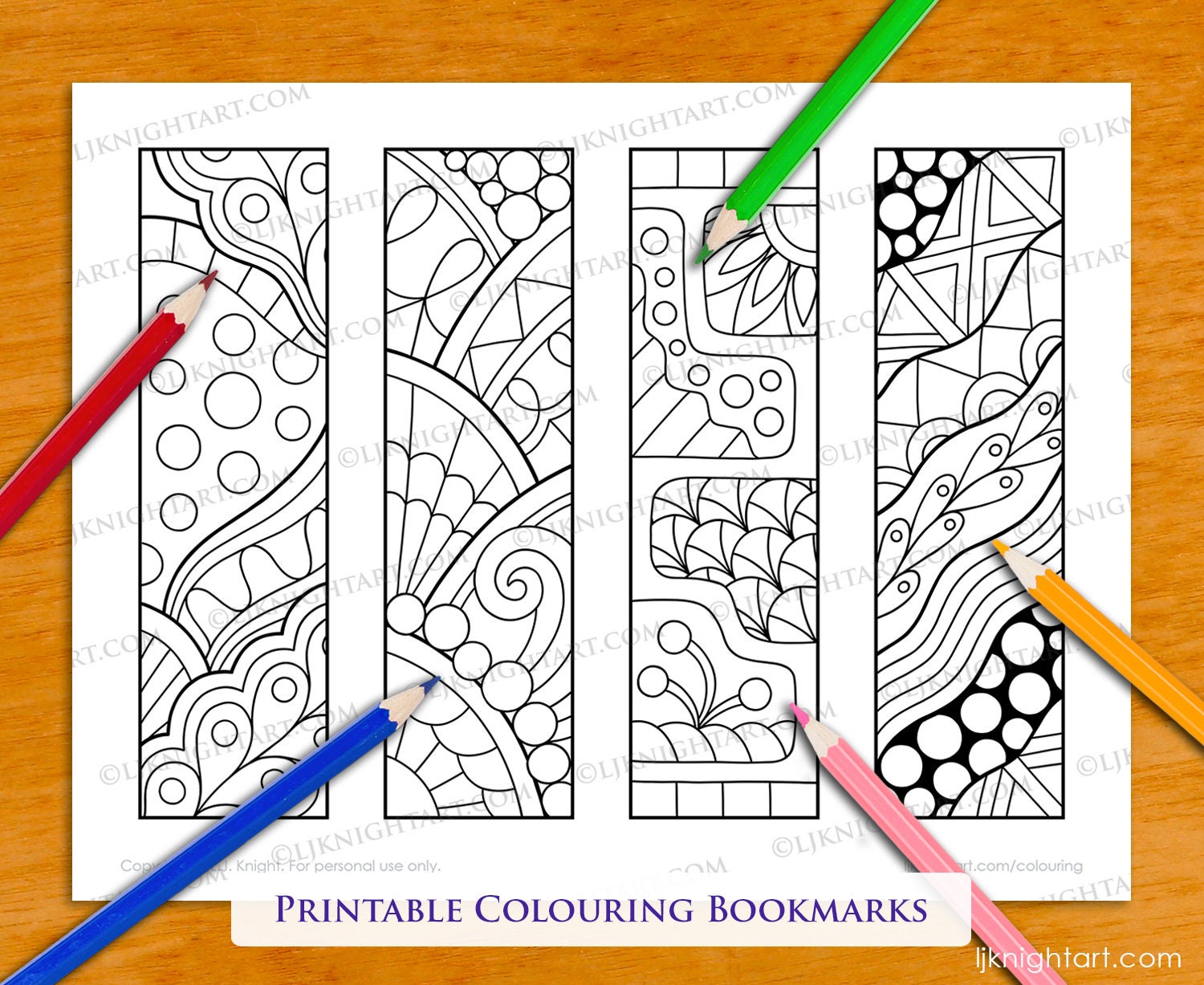 4 Digital Colourable Bookmarks With Easy Abstract Doodle Designs - PDF ...