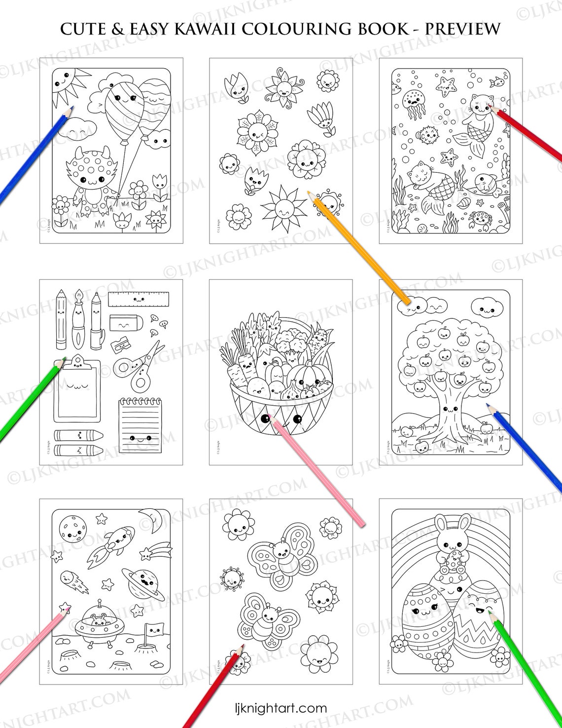 Cute and Easy Kawaii Colouring Book PRINTABLE PDF Download - Etsy