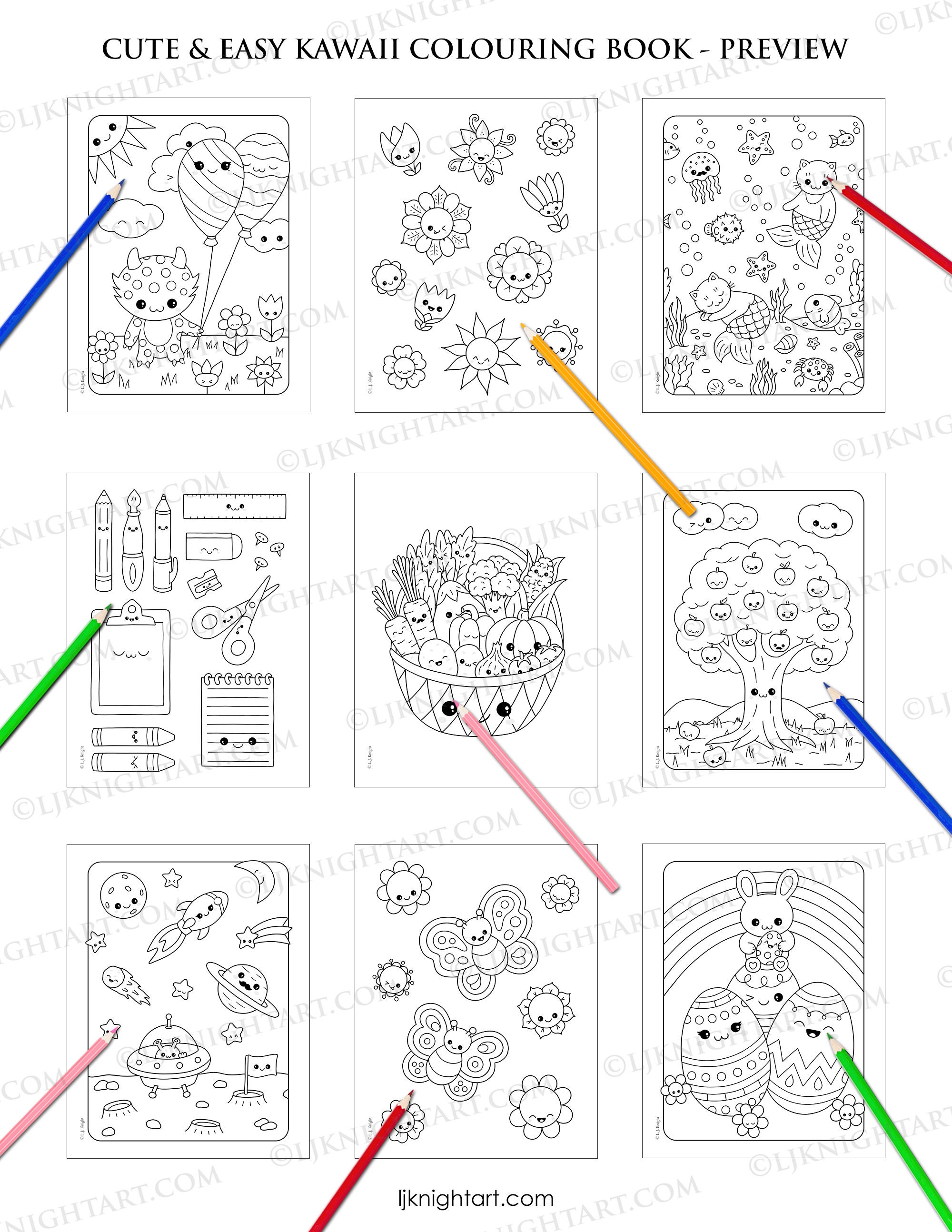 Cute and Easy Kawaii Colouring Book PRINTABLE PDF Download - Etsy