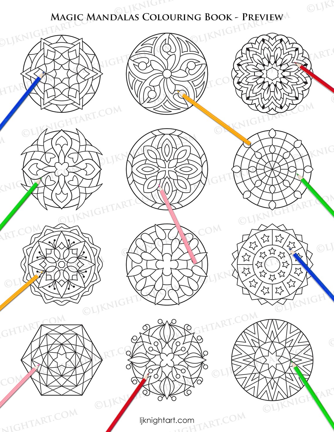 Magic Mandalas Printable Colouring Book for Kids 50 Easy - Etsy