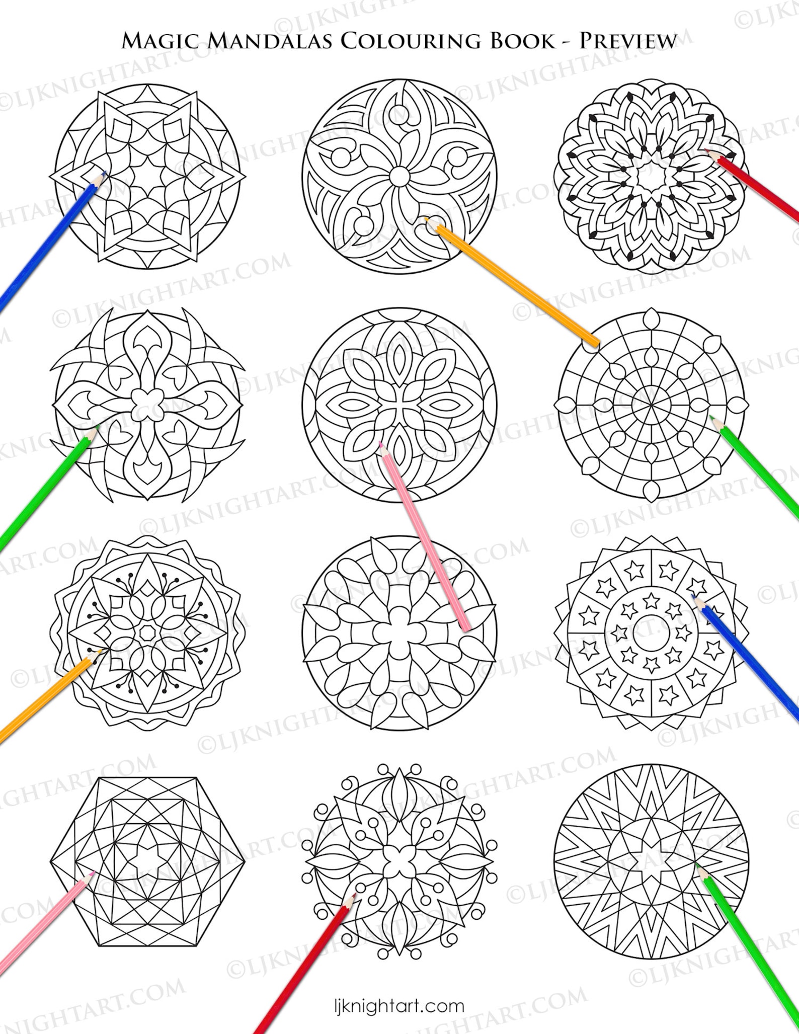 Magic Mandalas Printable Colouring Book for Kids 50 Easy - Etsy