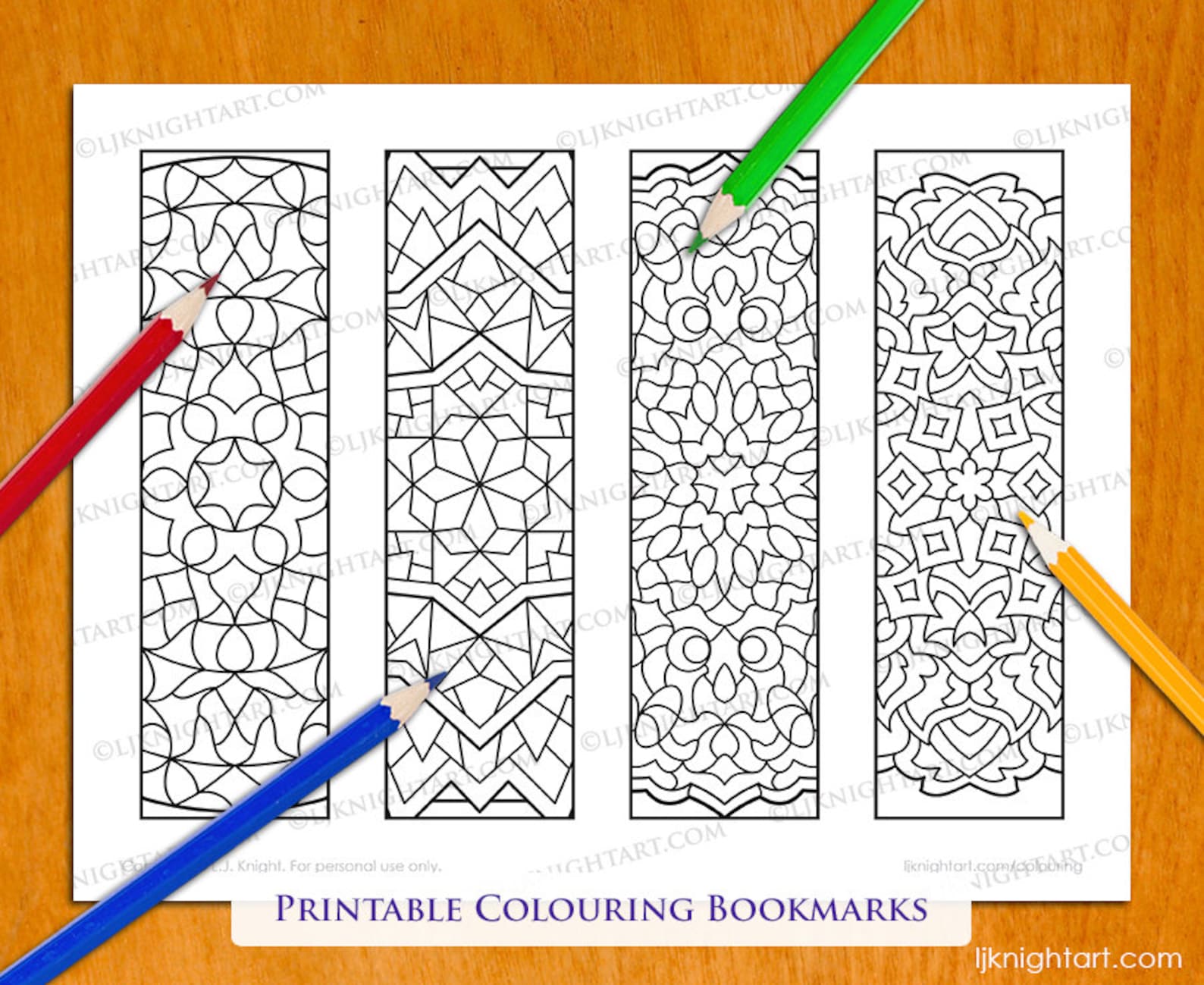 4 Printable Colouring Bookmarks With Abstract Mandala - Etsy