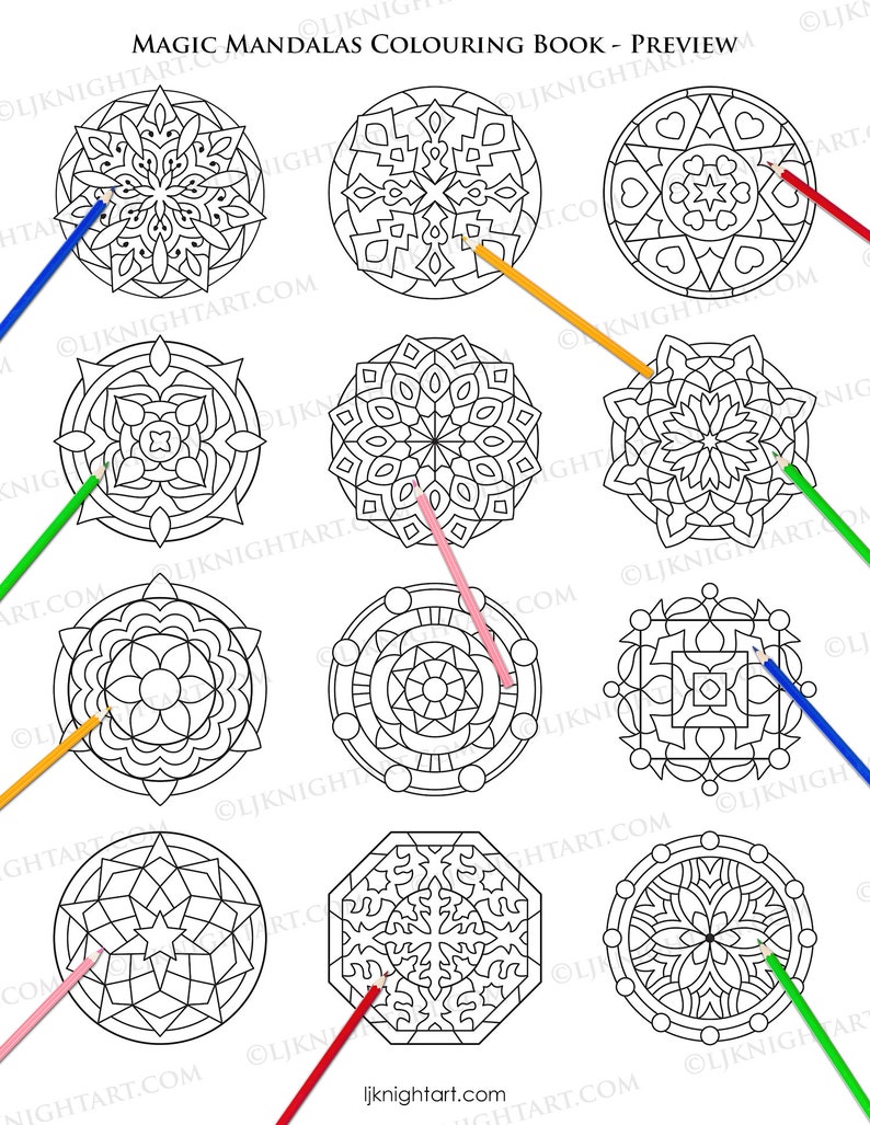 Magic Mandalas Printable Colouring Book for Kids - 50 Easy Abstract ...