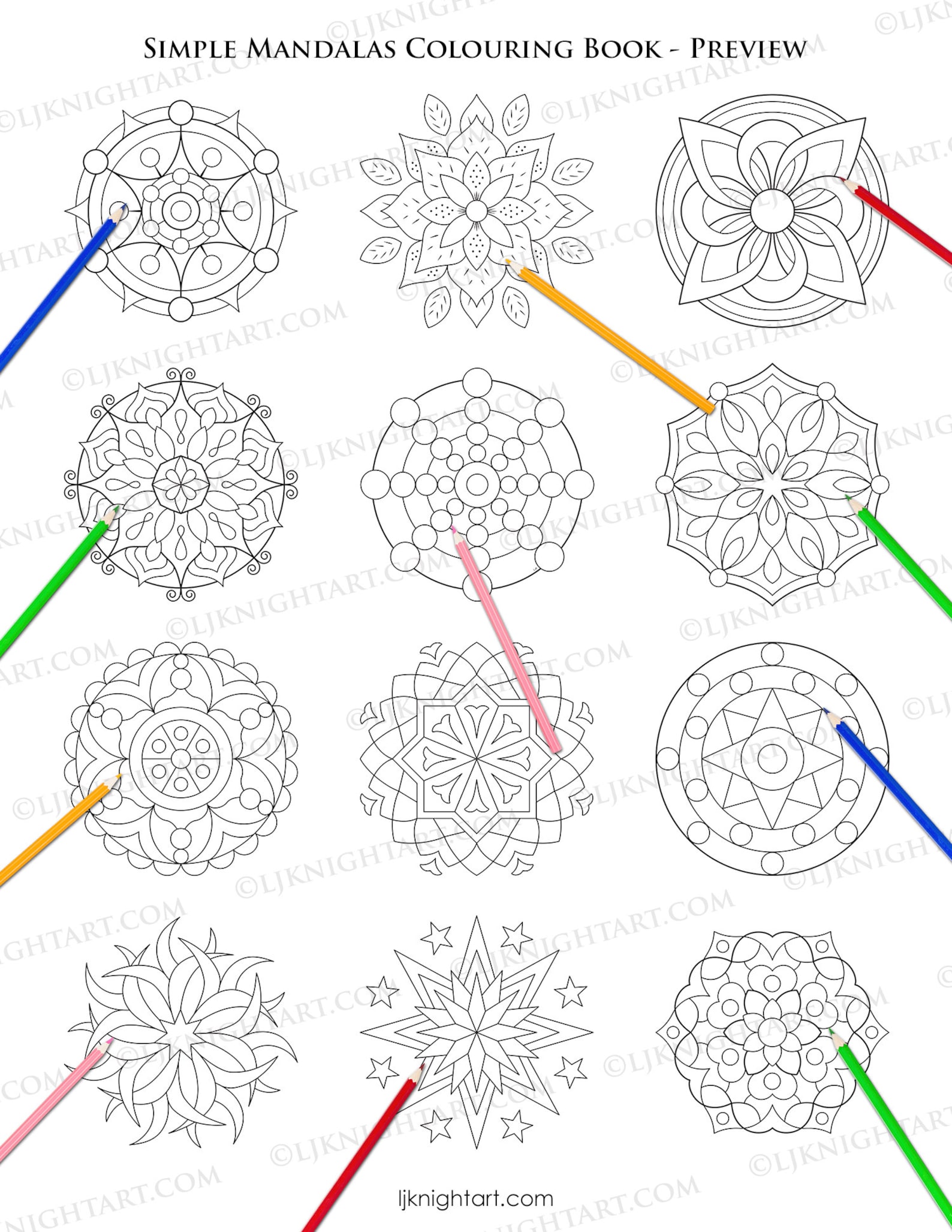 Simple Mandalas Printable Colouring Book Digital PDF - Etsy