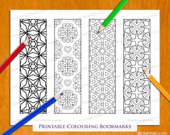 Geometric Patterns Printable Colouring Bookmarks - Set of 4 Abstract ...