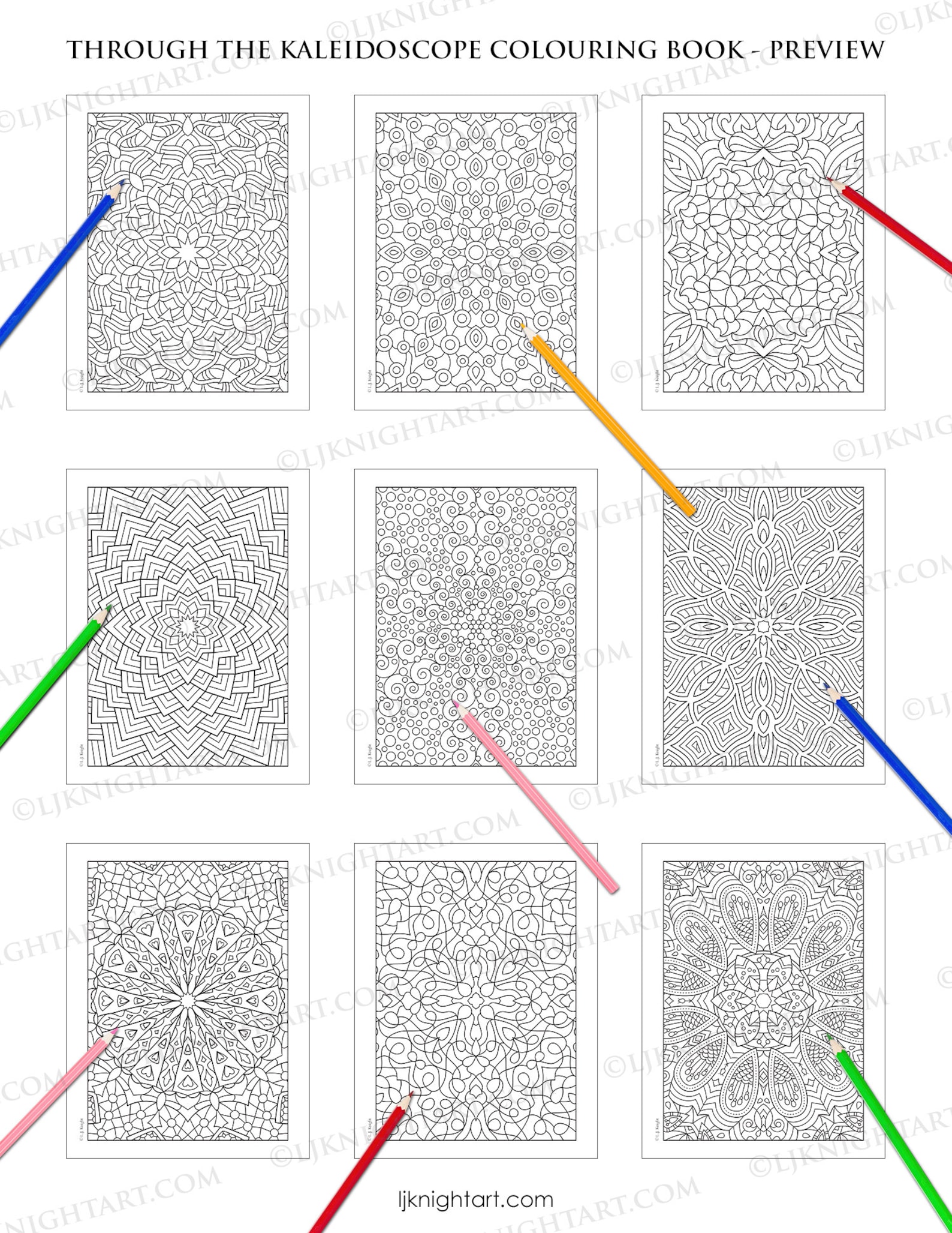 Through the Kaleidoscope Digital Colouring Book - PDF Printable ...