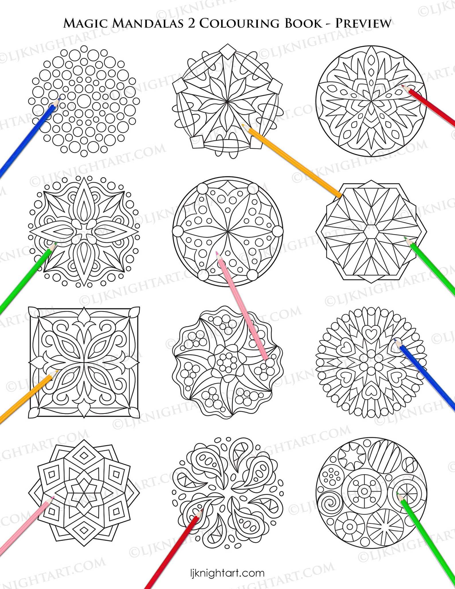 Magic Mandalas 2 Printable Colouring Book for Kids 50 Easy Mandala ...