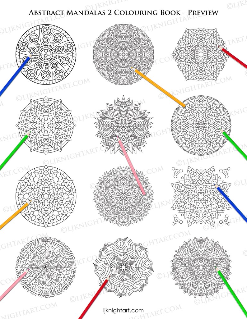 Abstract Mandalas 2 Colouring Book for Adults Printable Digital PDF ...