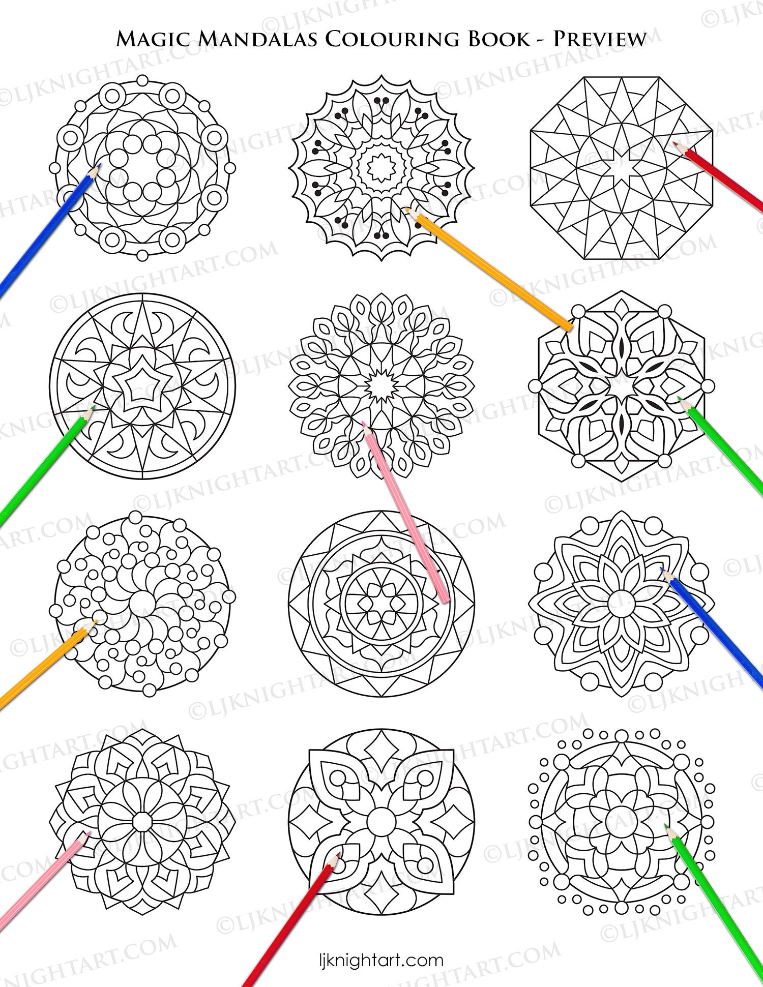 Magic Mandalas Printable Colouring Book for Kids - 50 Easy Abstract ...
