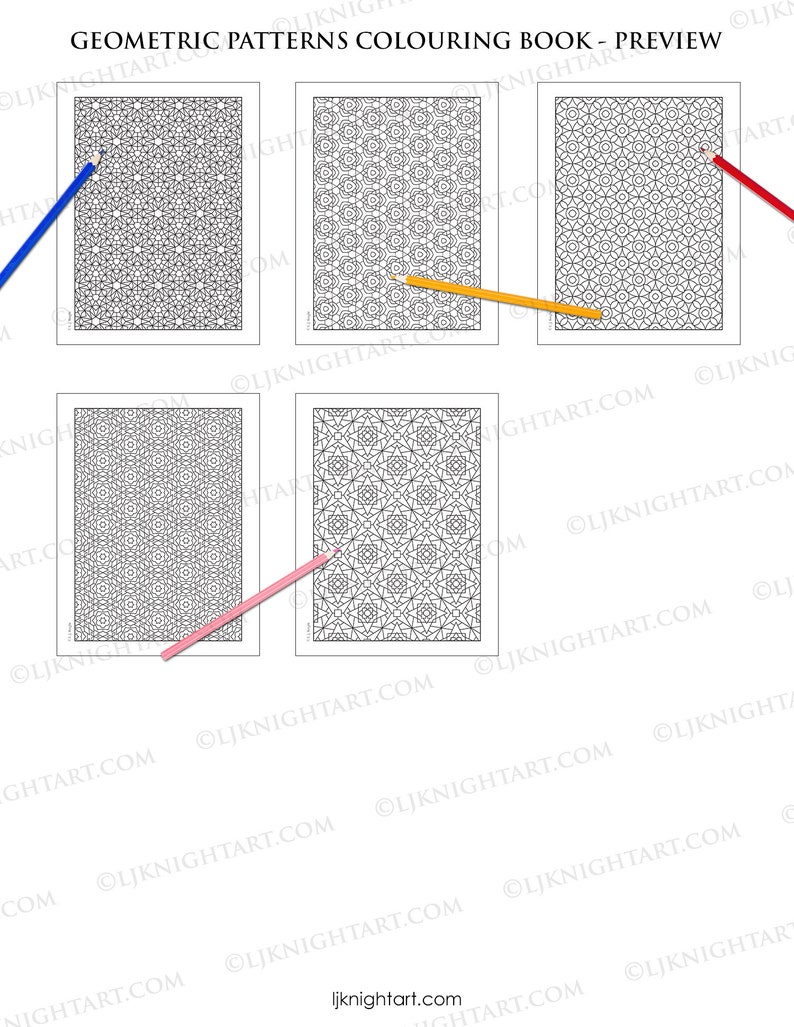 Geometric Patterns Colouring Book for Adults Printable Digital PDF ...