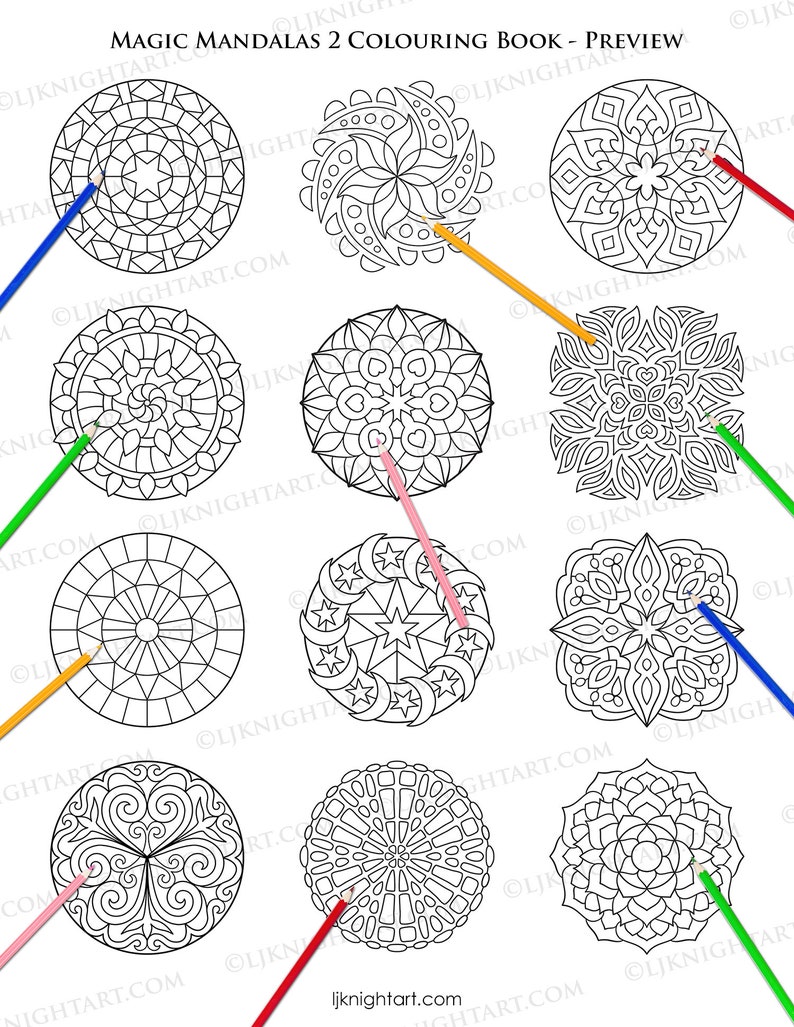 Magic Mandalas 2 Printable Colouring Book for Kids 50 Easy Mandala ...