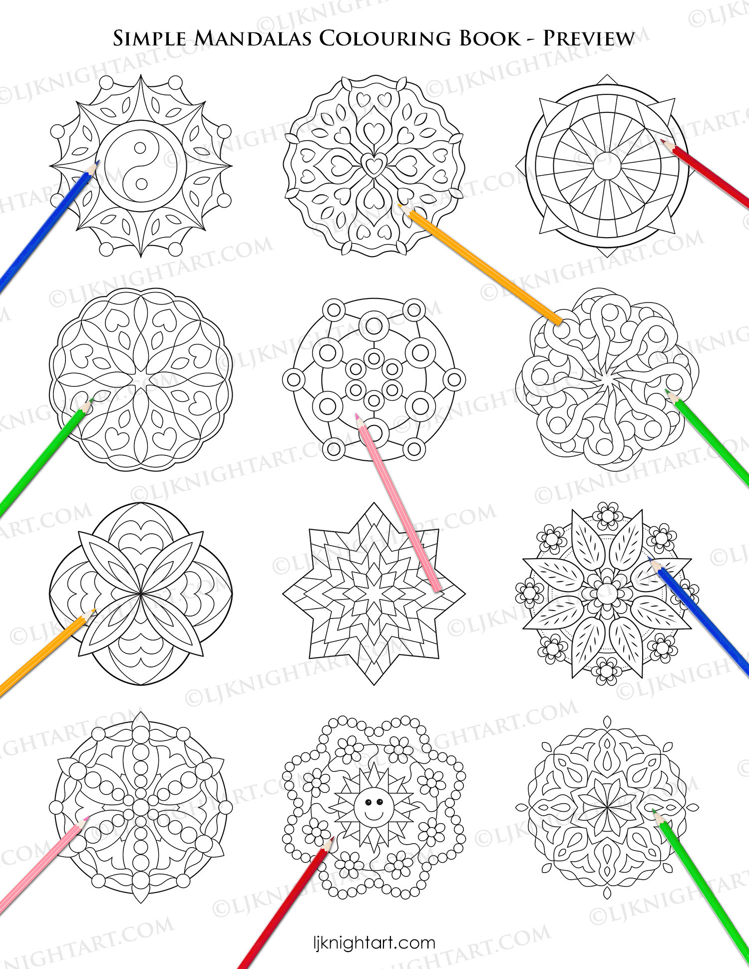 Simple Mandalas Printable Colouring Book - Digital PDF Download - 50 ...