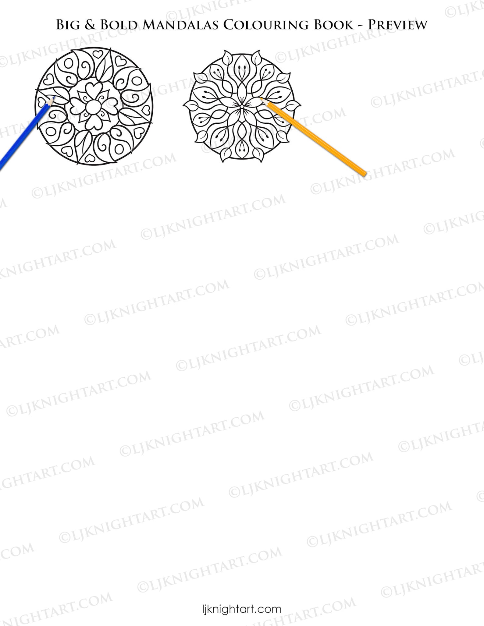 Big & Bold Mandalas Printable Colouring Book - 50 Easy Abstract Designs ...