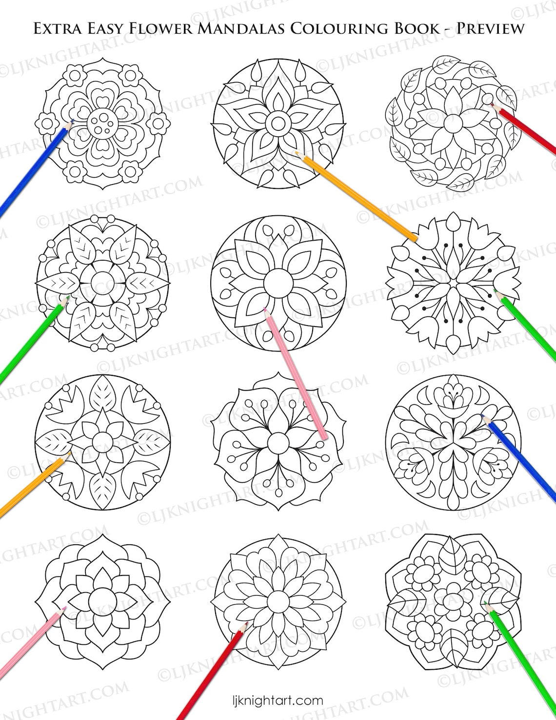 Extra Easy Flower Mandalas Printable PDF Colouring Book for - Etsy