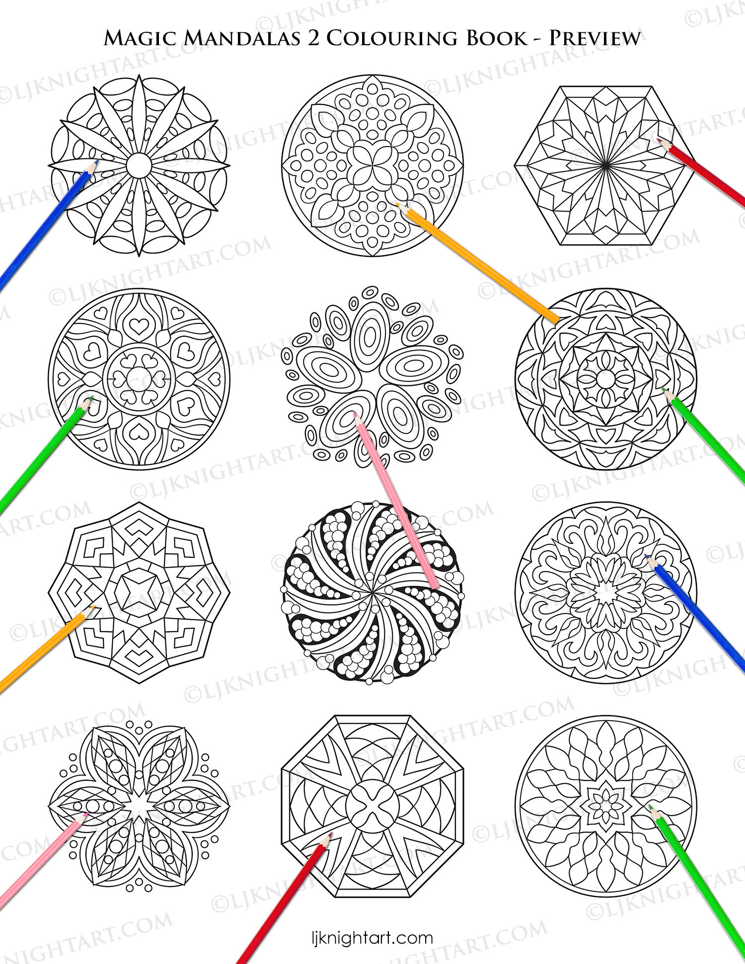 Magic Mandalas 2 Printable Colouring Book for Kids - 50 Easy Mandala ...
