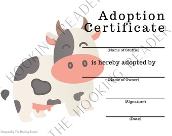 Cow Certificate - Etsy