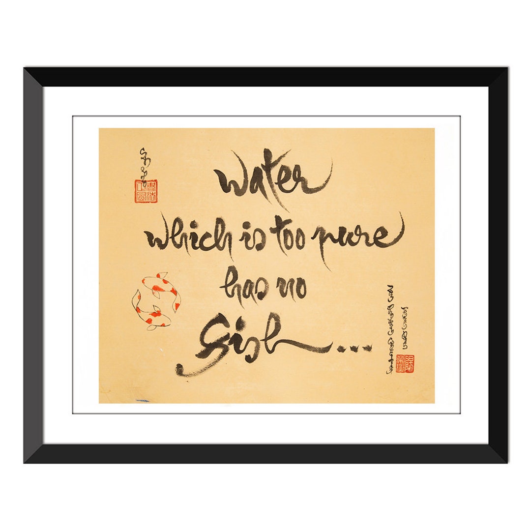Water Which is Too Pure Has No Fish Zen Proverb 14x18 - Etsy