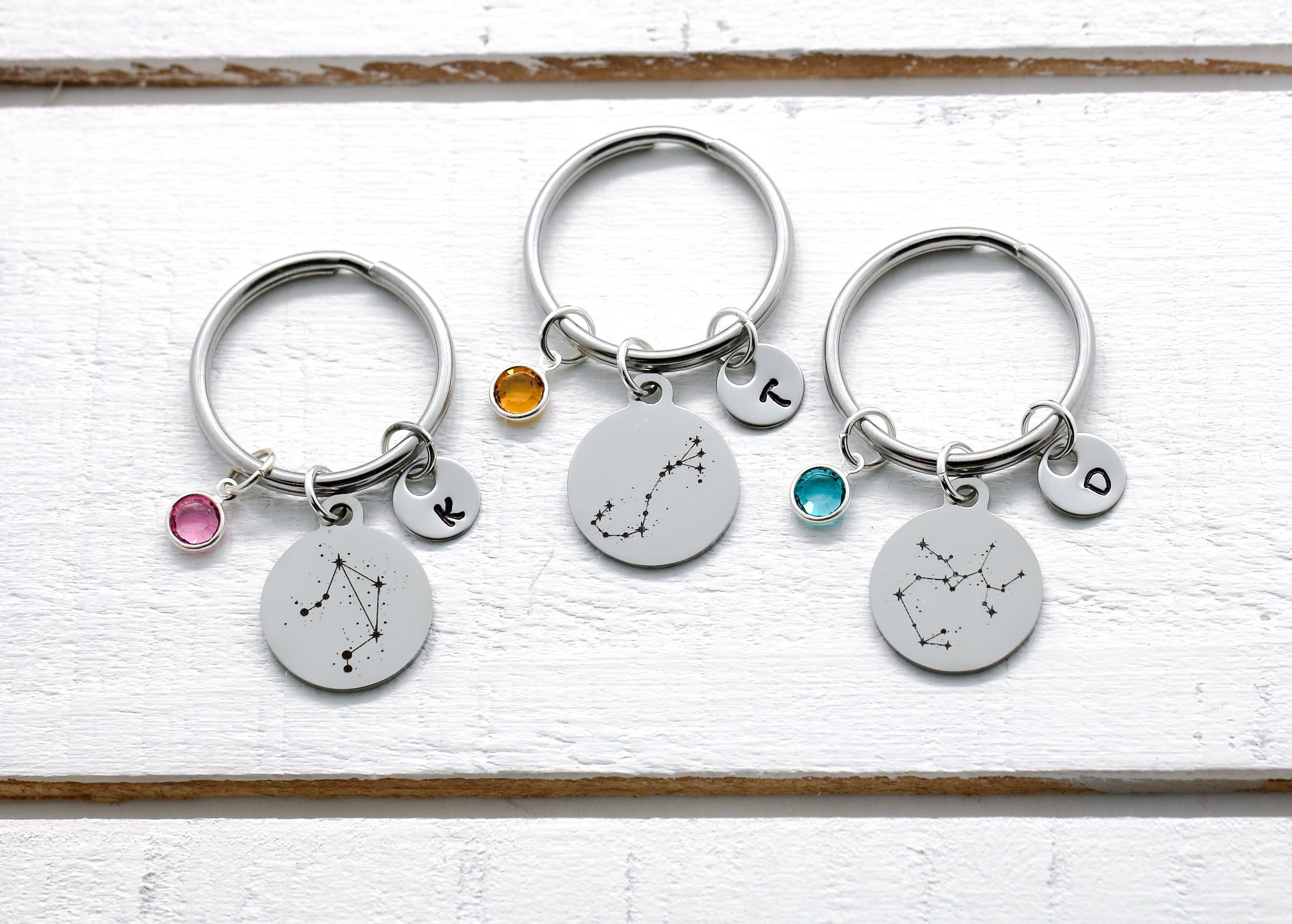 Give you more choice New Nickel Plated Riveted Zodiac Key Chain 144 ...