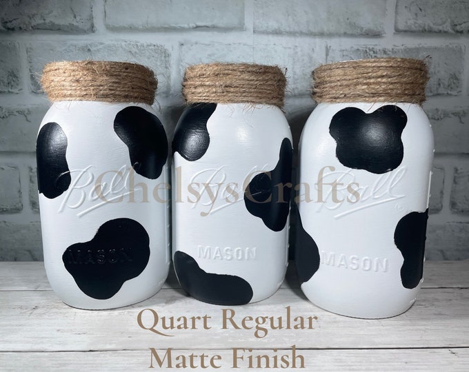 Single, Cow Print, Mason Jar, Jute Cord, Farmhouse, Party Decor, Vase ...