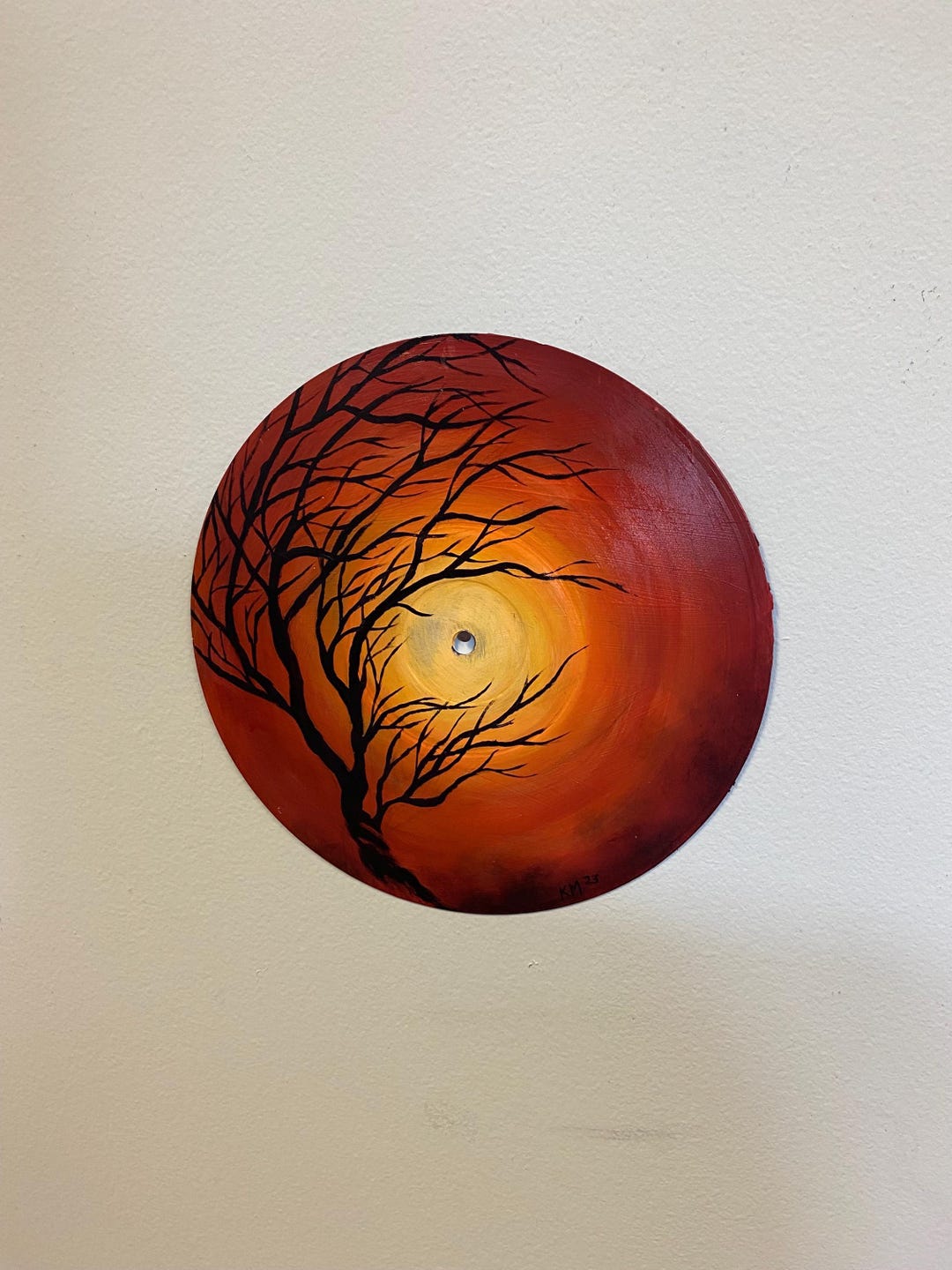 Tree at Sunset Hand-painted 7 Vinyl Record - Etsy